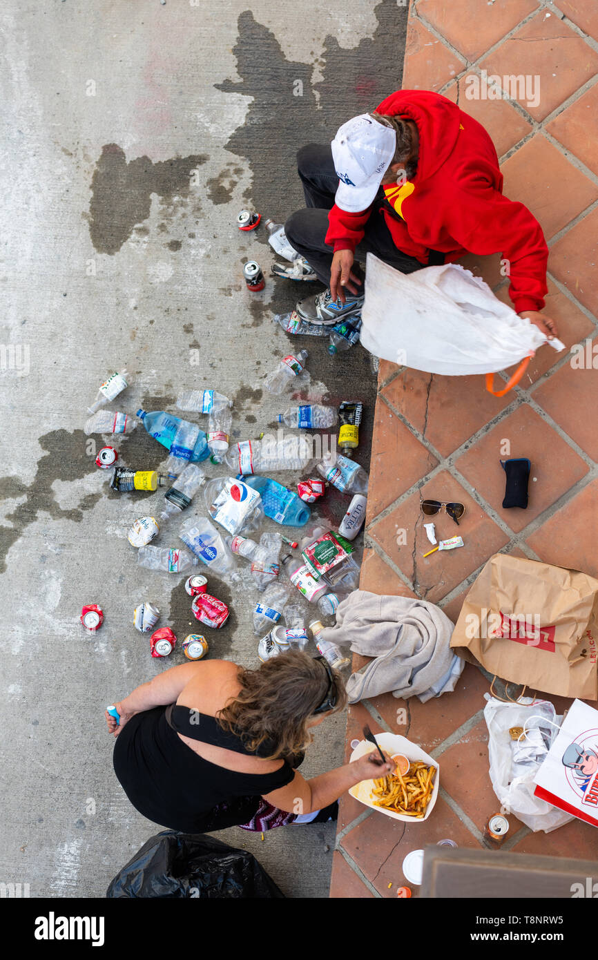 Los Angeles, California, USA: homeless persons in a street *** Local ...