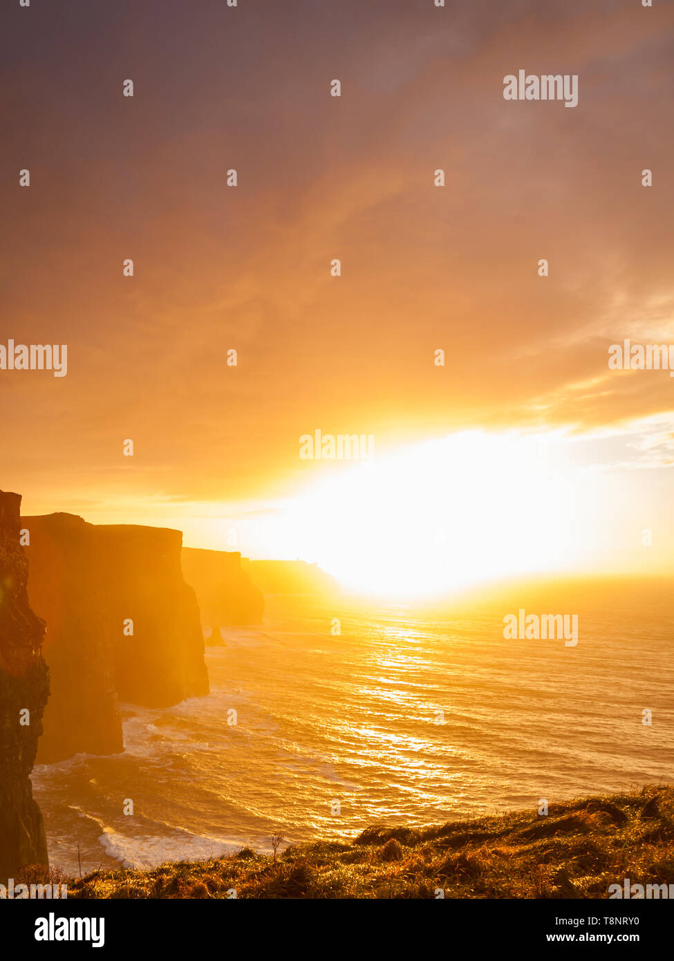 Famous cliffs of Moher at sunset in Co. Clare Ireland Europe. Beautiful ...
