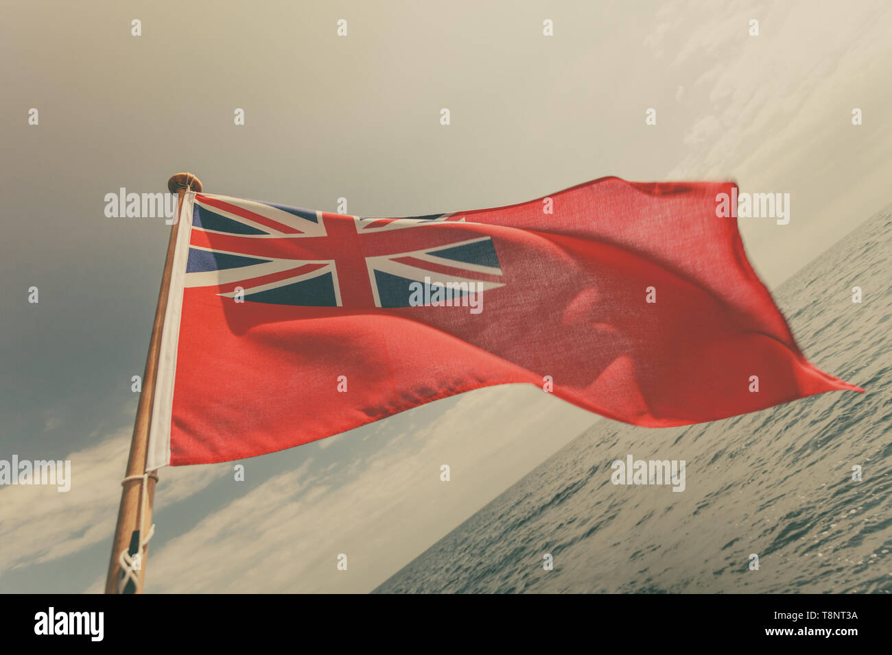 The uk red ensign the british maritime flag flown from yacht sail boat ...