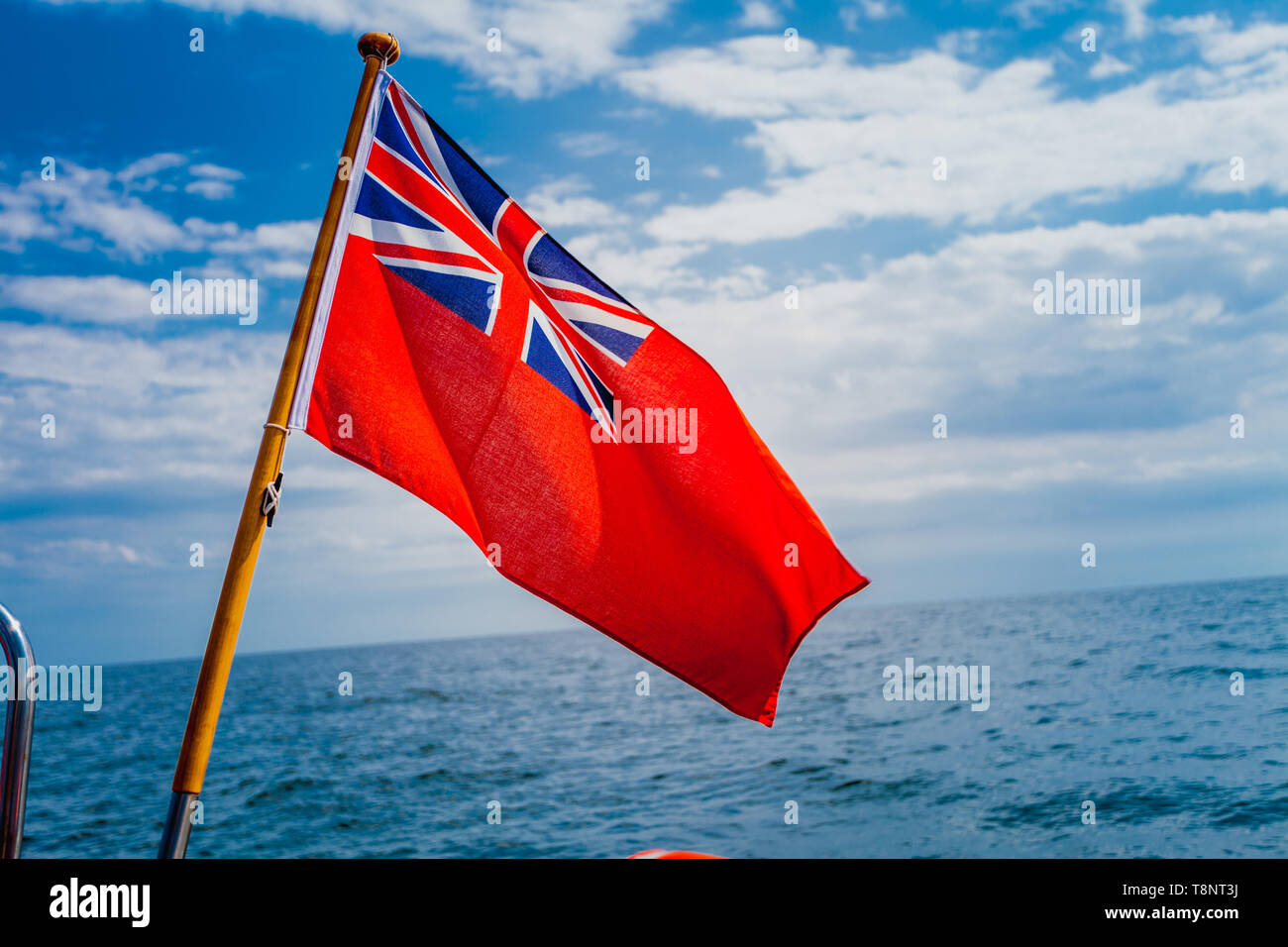 The uk red ensign the british maritime flag flown from yacht sail boat ...