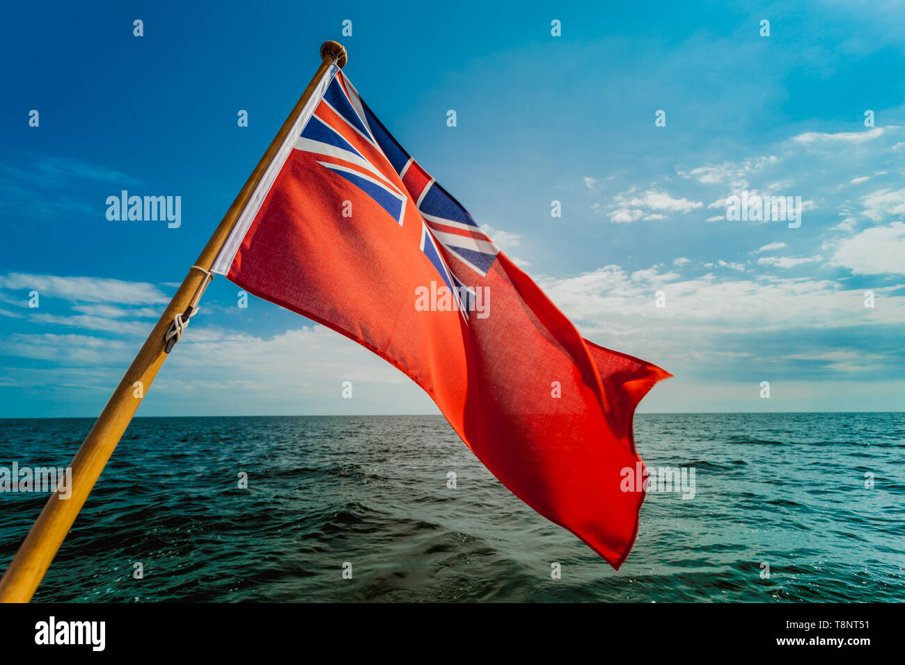 The uk red ensign the british maritime flag flown from yacht sail boat ...