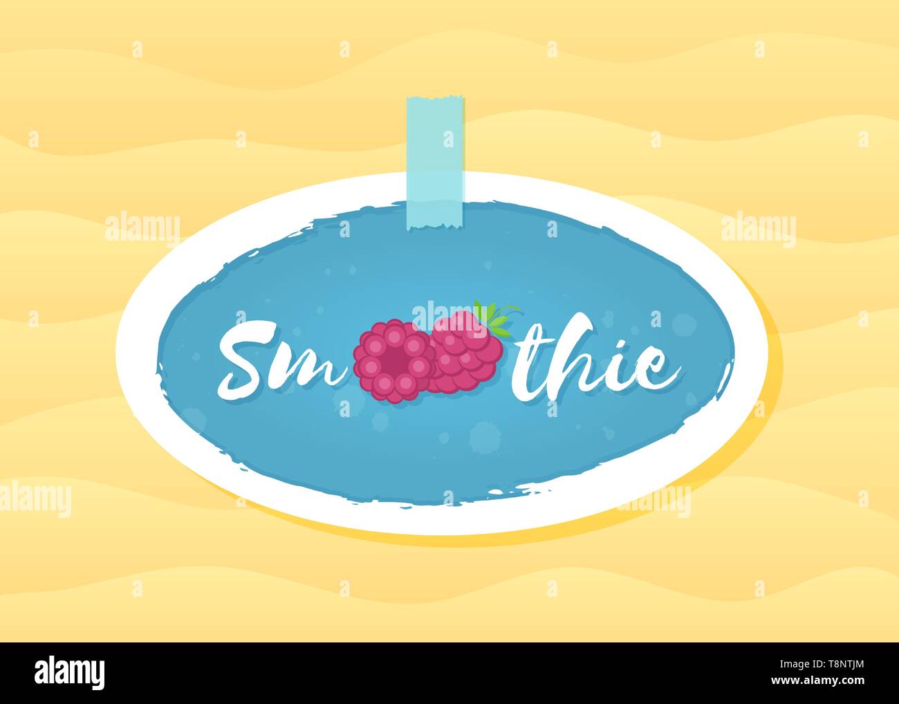 Red raspberry smoothie drink sticker vector illustration. Tasty natural ...