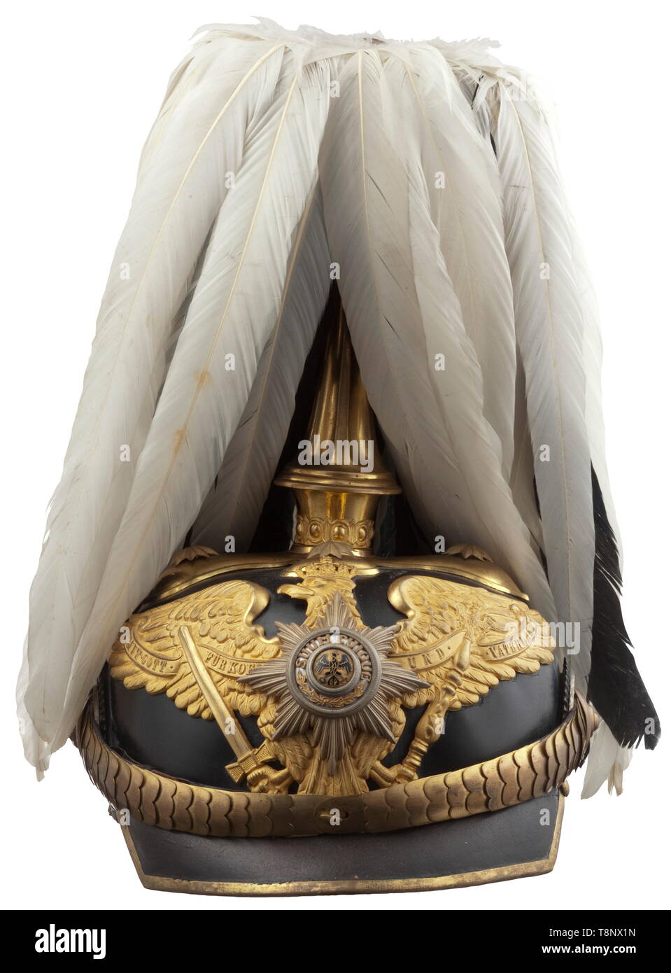 A helmet for generals Leather skull, gilt fittings, frosted emblem ...