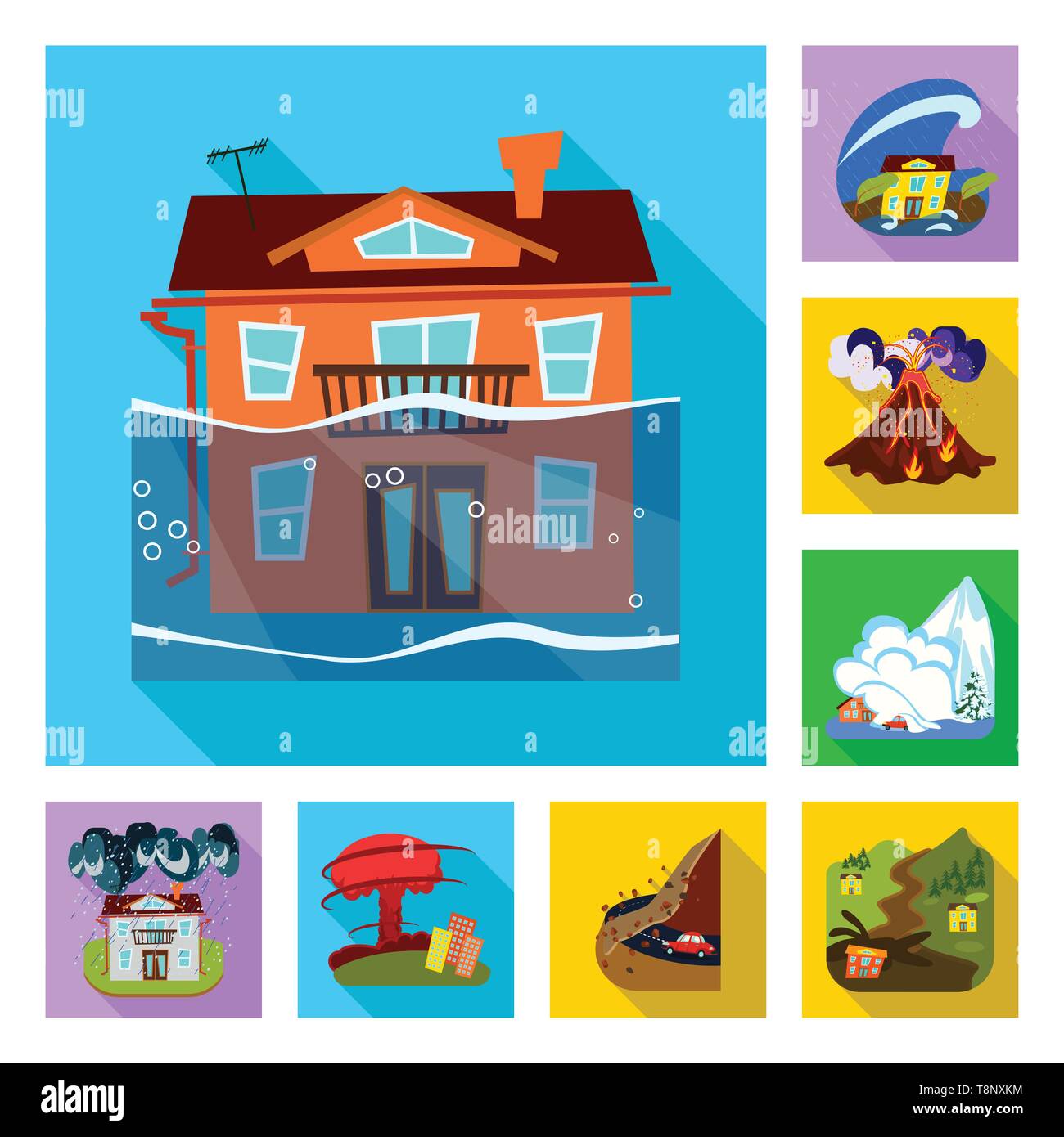 Isolated object of collapse and environment sign. Set of collapse and ...