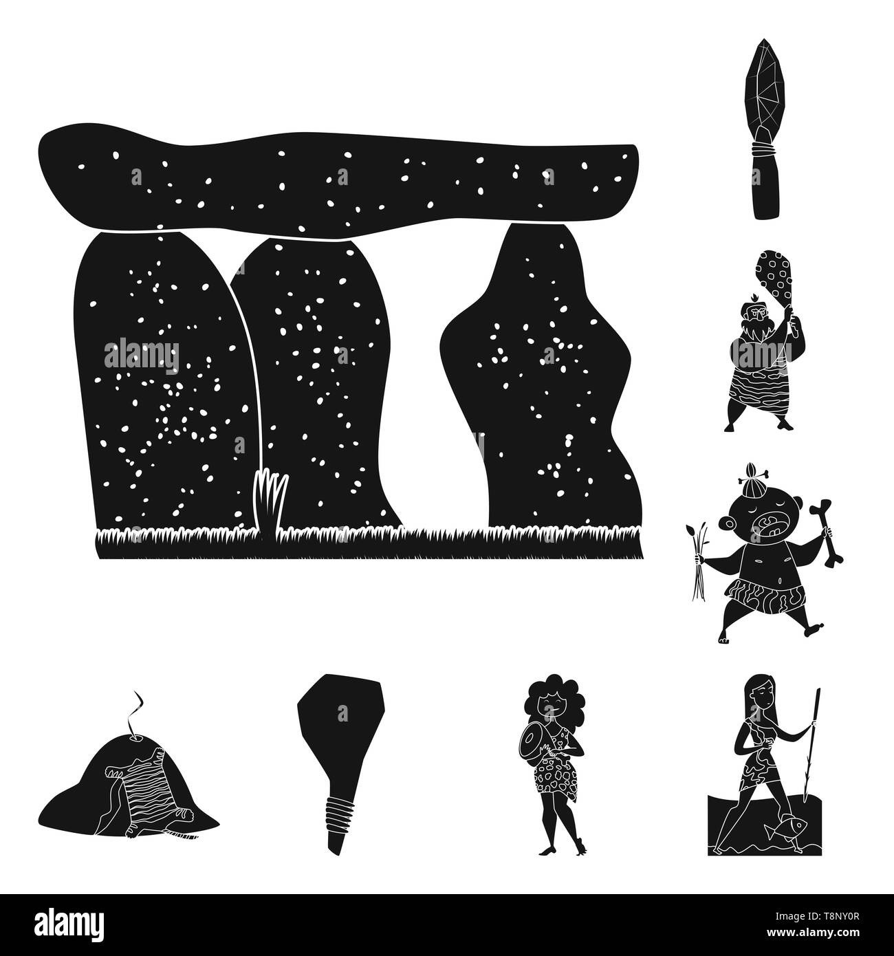 stone,arrow,man,kid,cave,cudgel,woman,monolith,spear,primeval ...