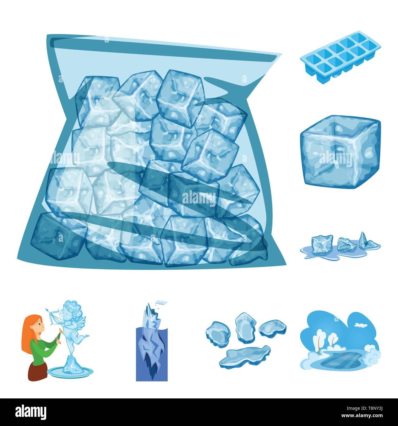 form,freezer,cube,sculpture,iceberg,splinters,pond,ice,package ...