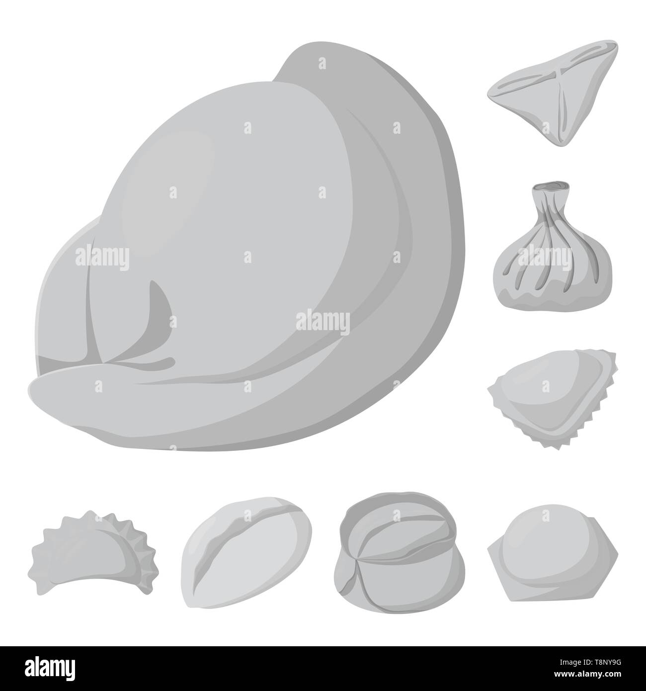 Vector illustration of dumplings and stuffed icon. Collection of ...