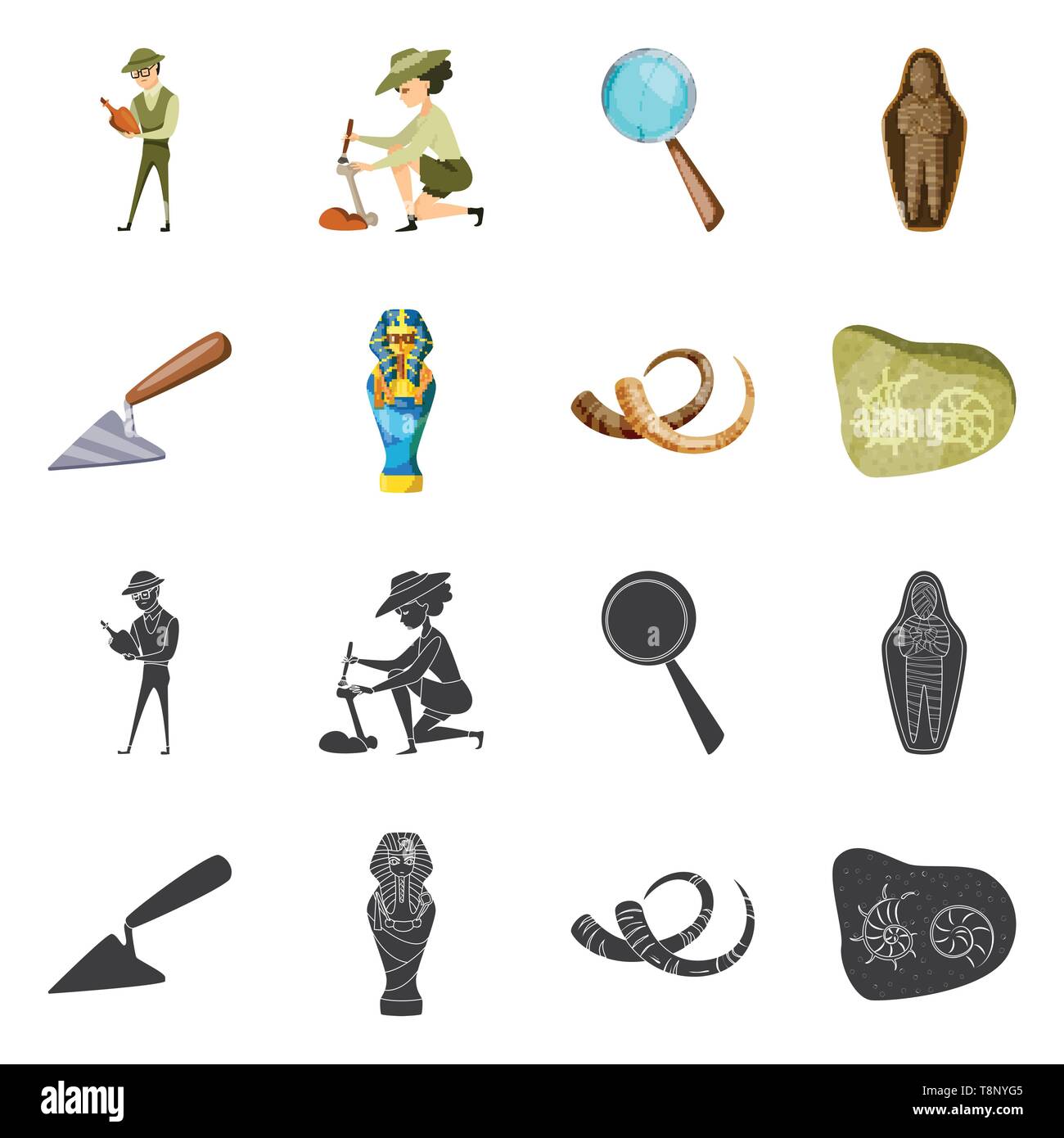 archaeologist,lens,mummy,tool,sarcophagus,horn,rock,human,girl,glass ...