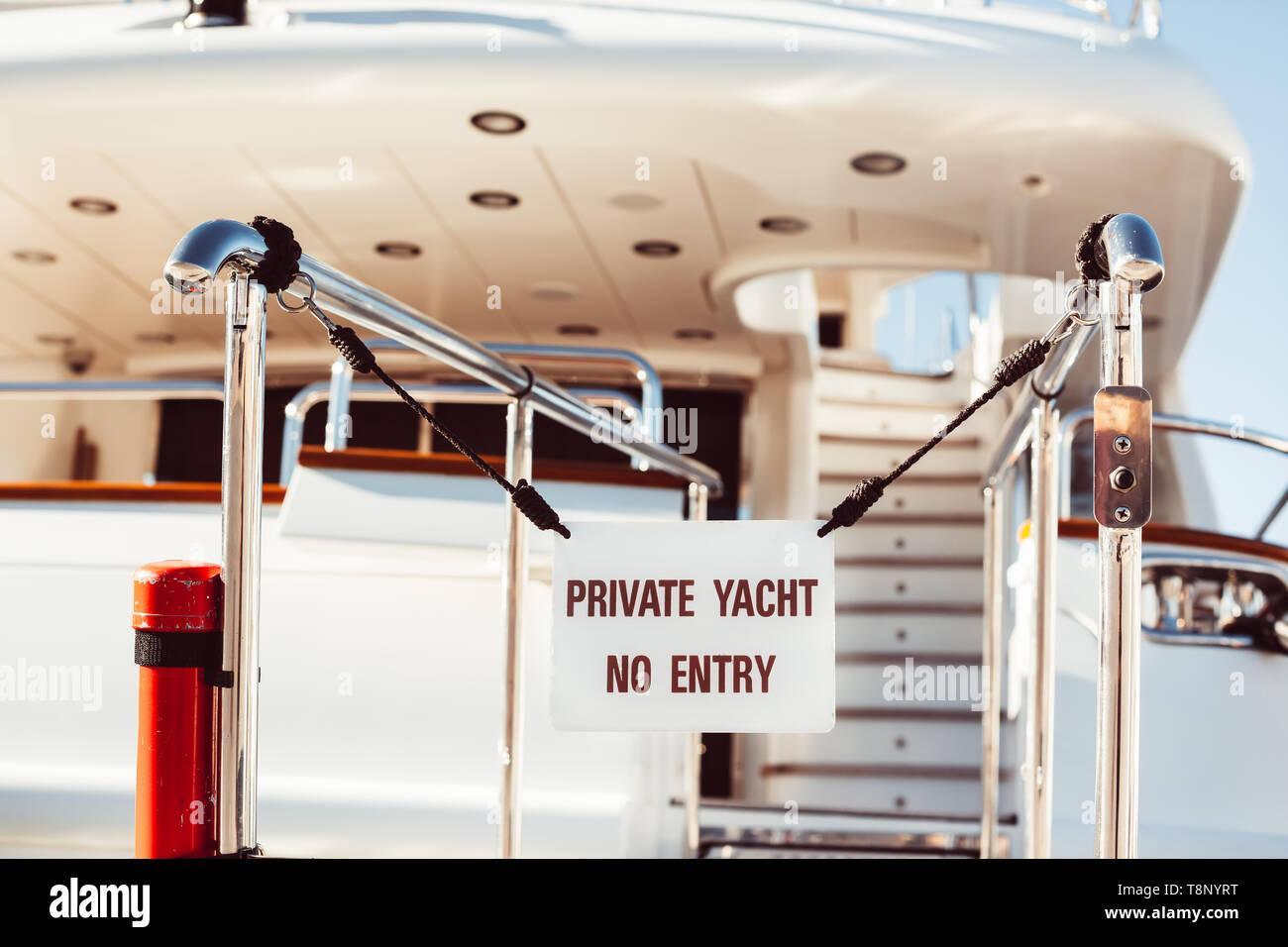 Bridge of private luxury ship with prohibited entry sign Private yacht ...