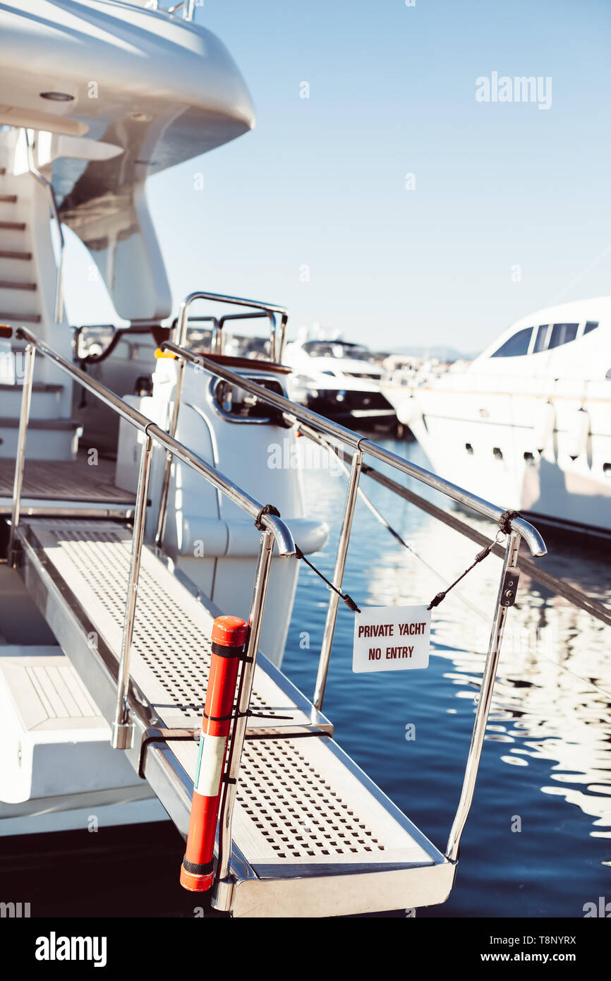 Bridge of private luxury ship with prohibited entry sign Private yacht ...