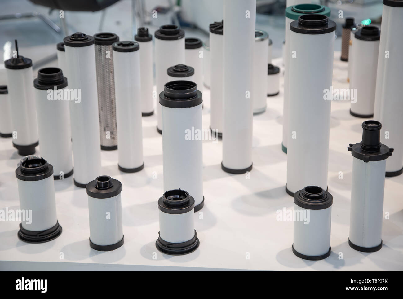 Closeup various type of industrial compressed air filters Stock Photo ...