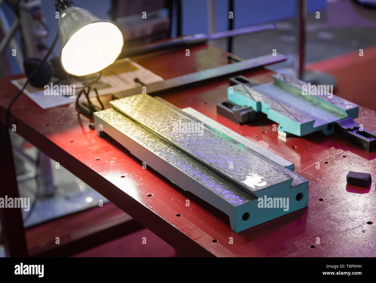 Bed machine slide way surface after maintenance by hand scraping Stock ...