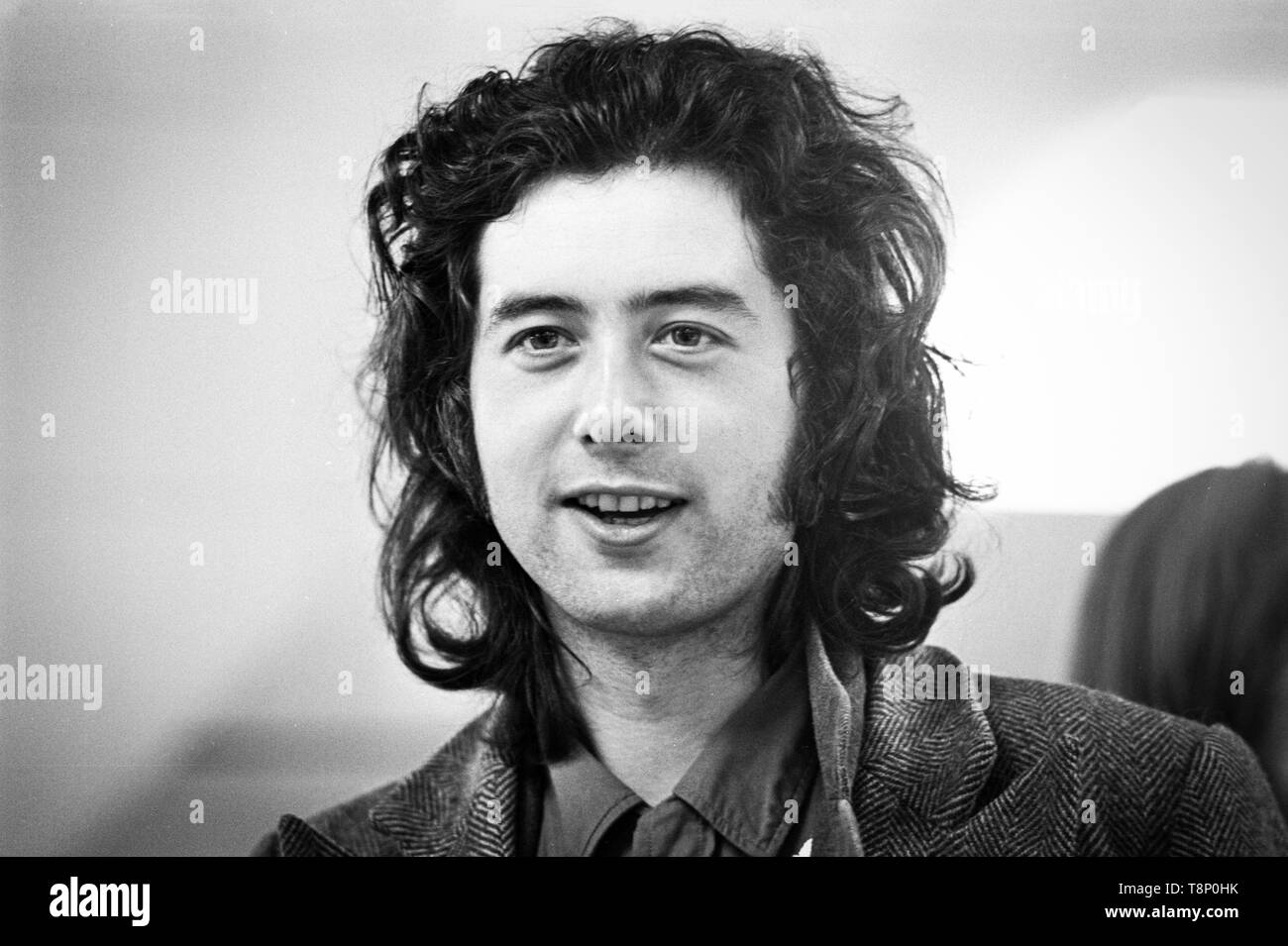 Schiphol Airport, Netherlands - MAY 27: Jimmy Page of Led Zeppelin ...