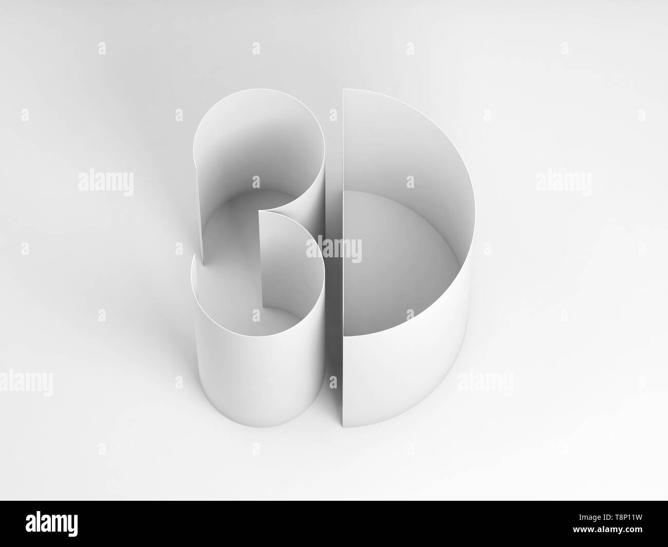 3D minimal installation, digital text on white background. 3d render ...