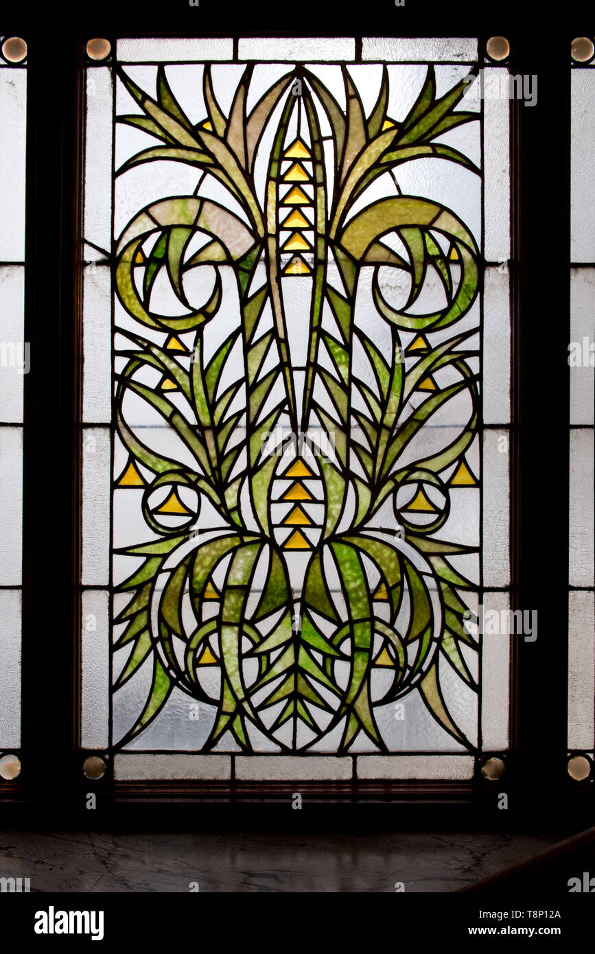 Stained-glass windows in historic 19th century Viennese house, Vienna ...