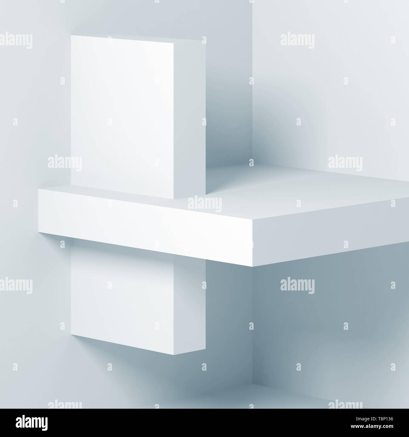 Abstract square digital background with white minimal installation in ...