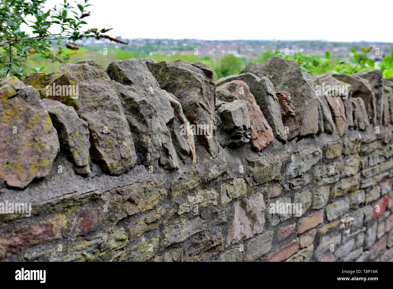 British Stone wall with traditional toppers capping called in some ...