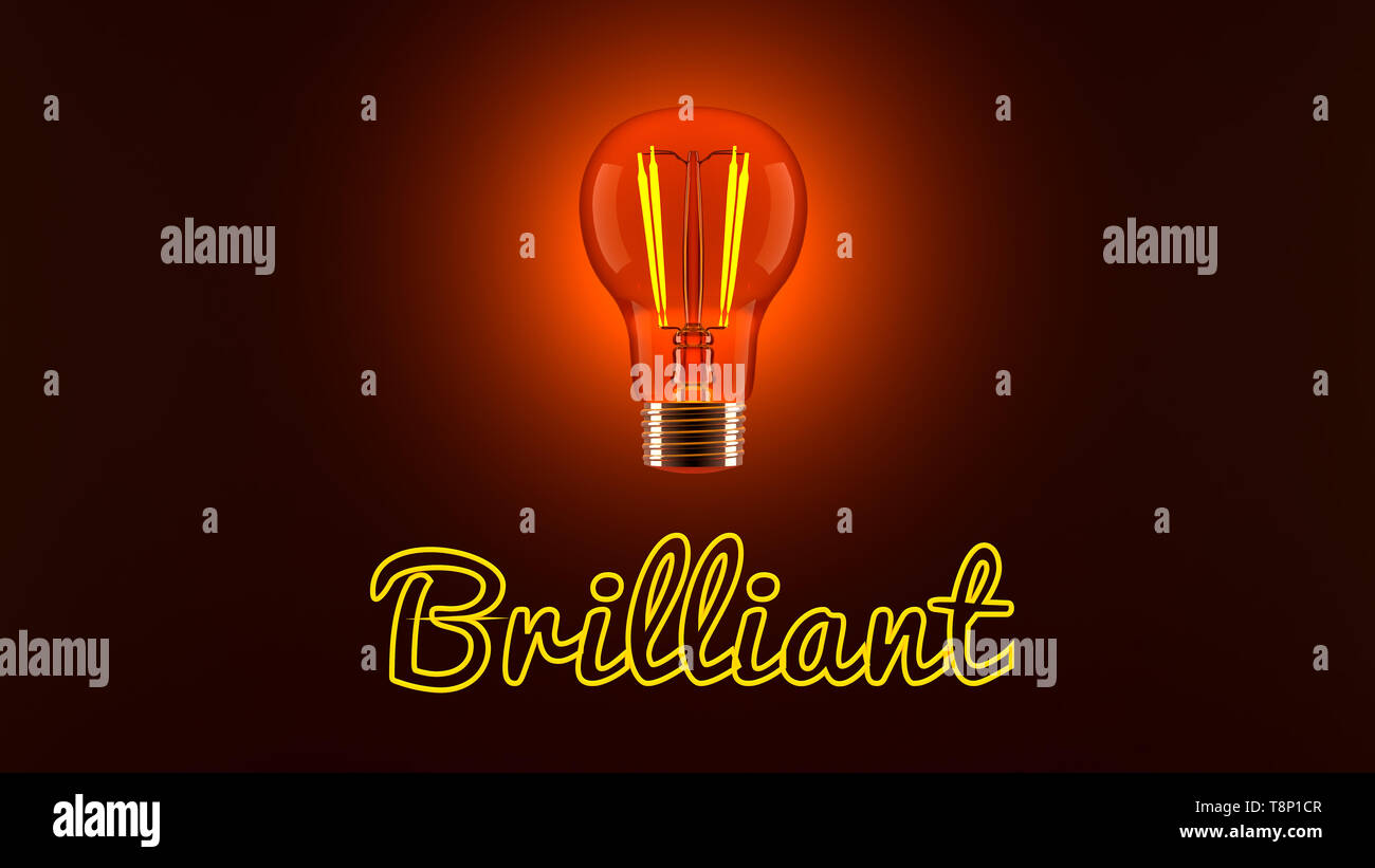 Conceptual 3D rendered illustration of a shining light bulb and the ...