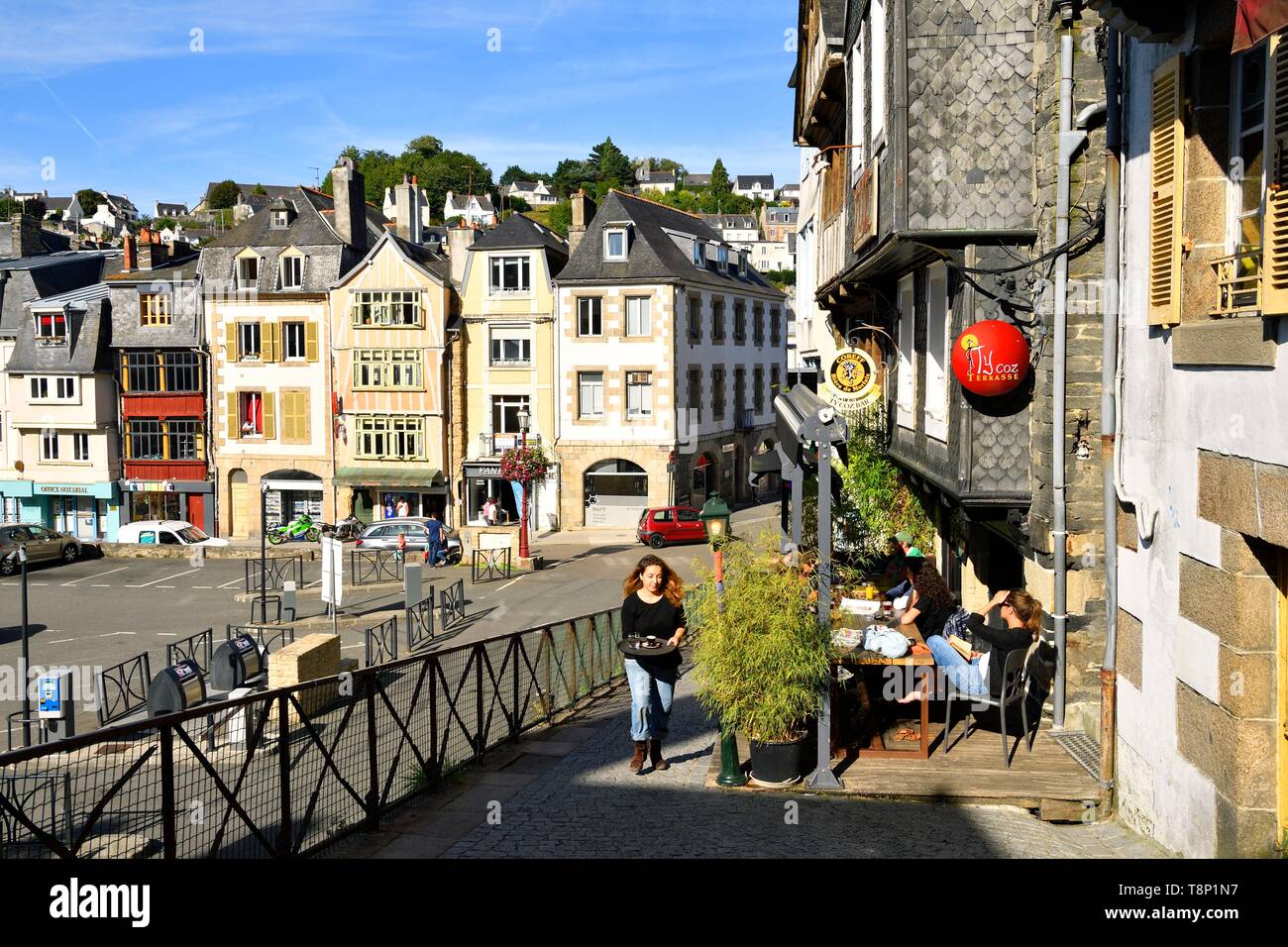 France, Finistere, Morlaix, place Allende, Ty Coz bar Stock Photo - Alamy