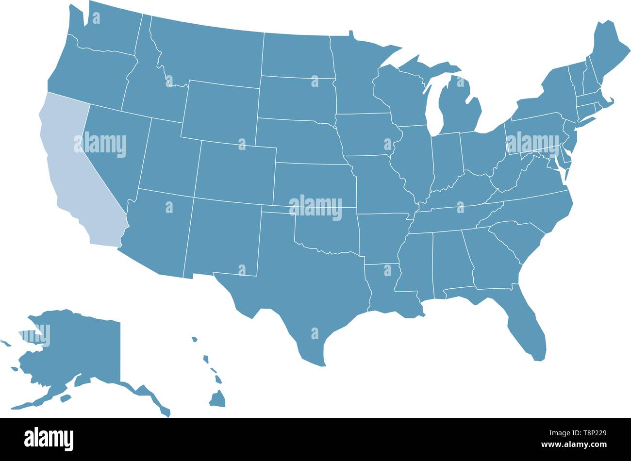 Map of the United States with California highlighted Stock Vector Image ...
