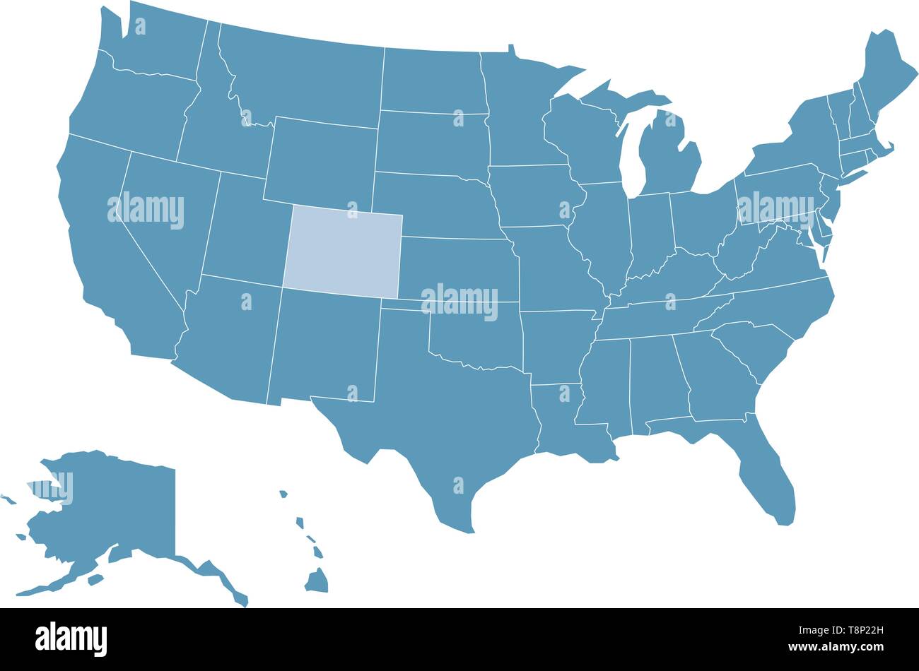 Map of the United States with Colorado highlighted Stock Vector Image ...