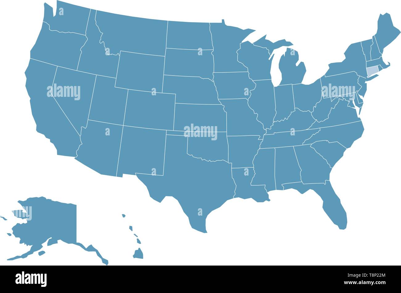 Map of the United States with Connecticut highlighted Stock Vector ...