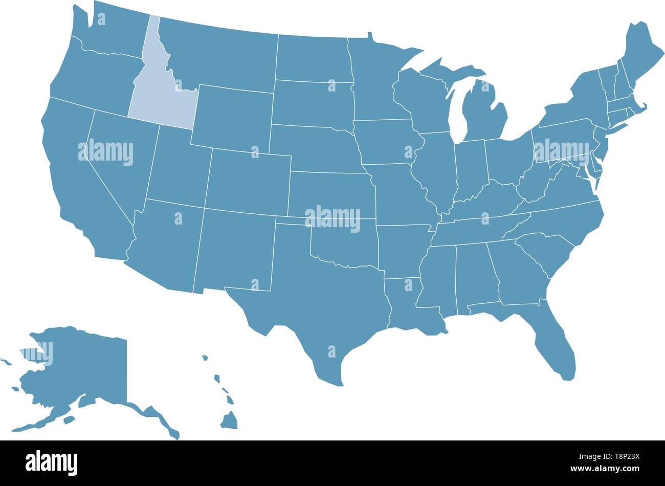 Map of the United States with Idaho highlighted Stock Vector Image ...