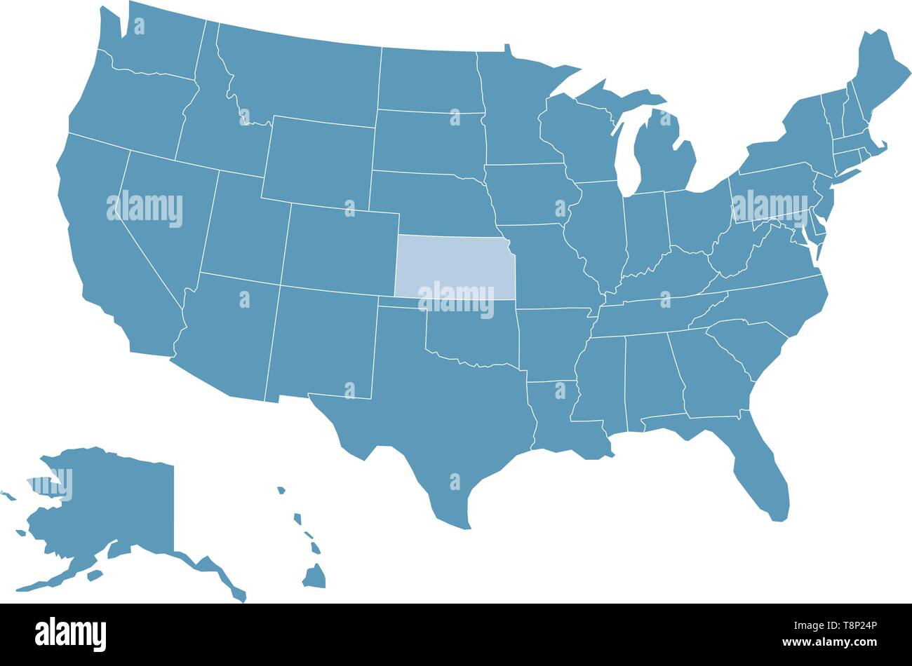 Map of the United States with Kansas highlighted Stock Vector Image ...