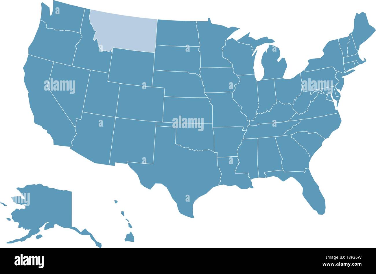 Map of the United States with Montana highlighted Stock Vector Image ...
