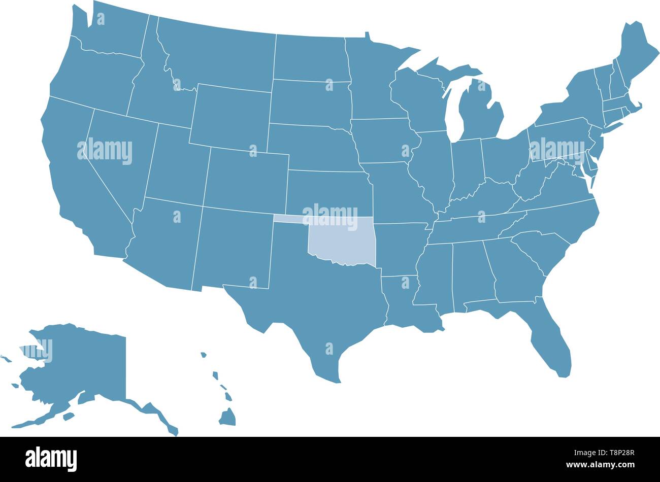 Map of the United States with Oklahoma highlighted Stock Vector Image ...