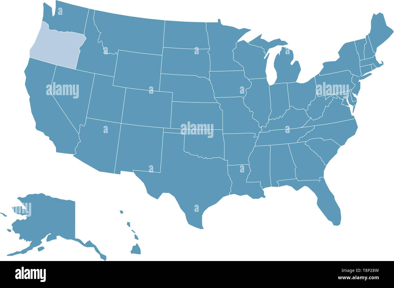Map of the United States with Oregon highlighted Stock Vector Image ...