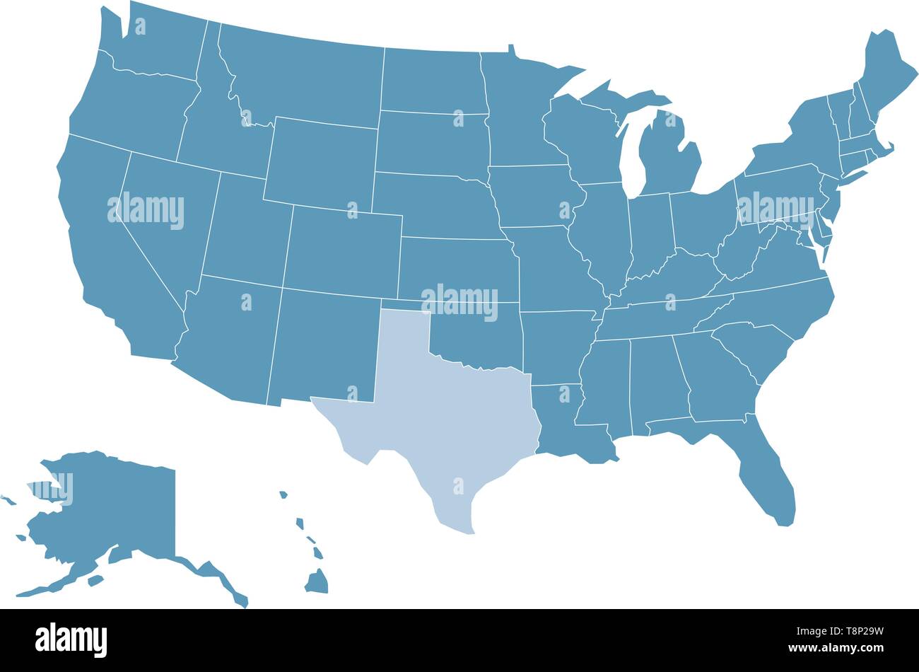 Map of the United States with Texas highlighted Stock Vector Image ...