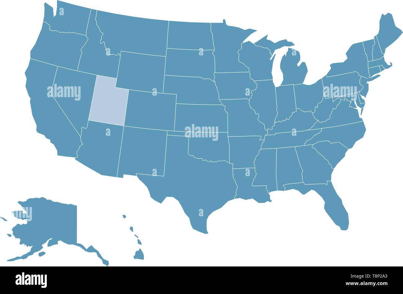 Map of the United States with Utah highlighted Stock Vector Image & Art ...