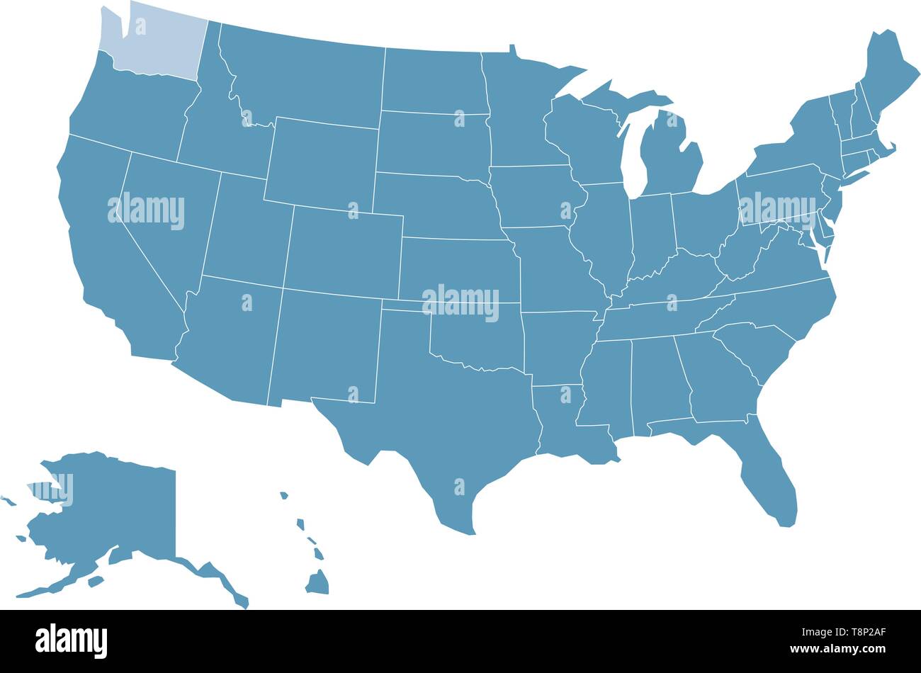 Map of the United States with Washington highlighted Stock Vector Image ...