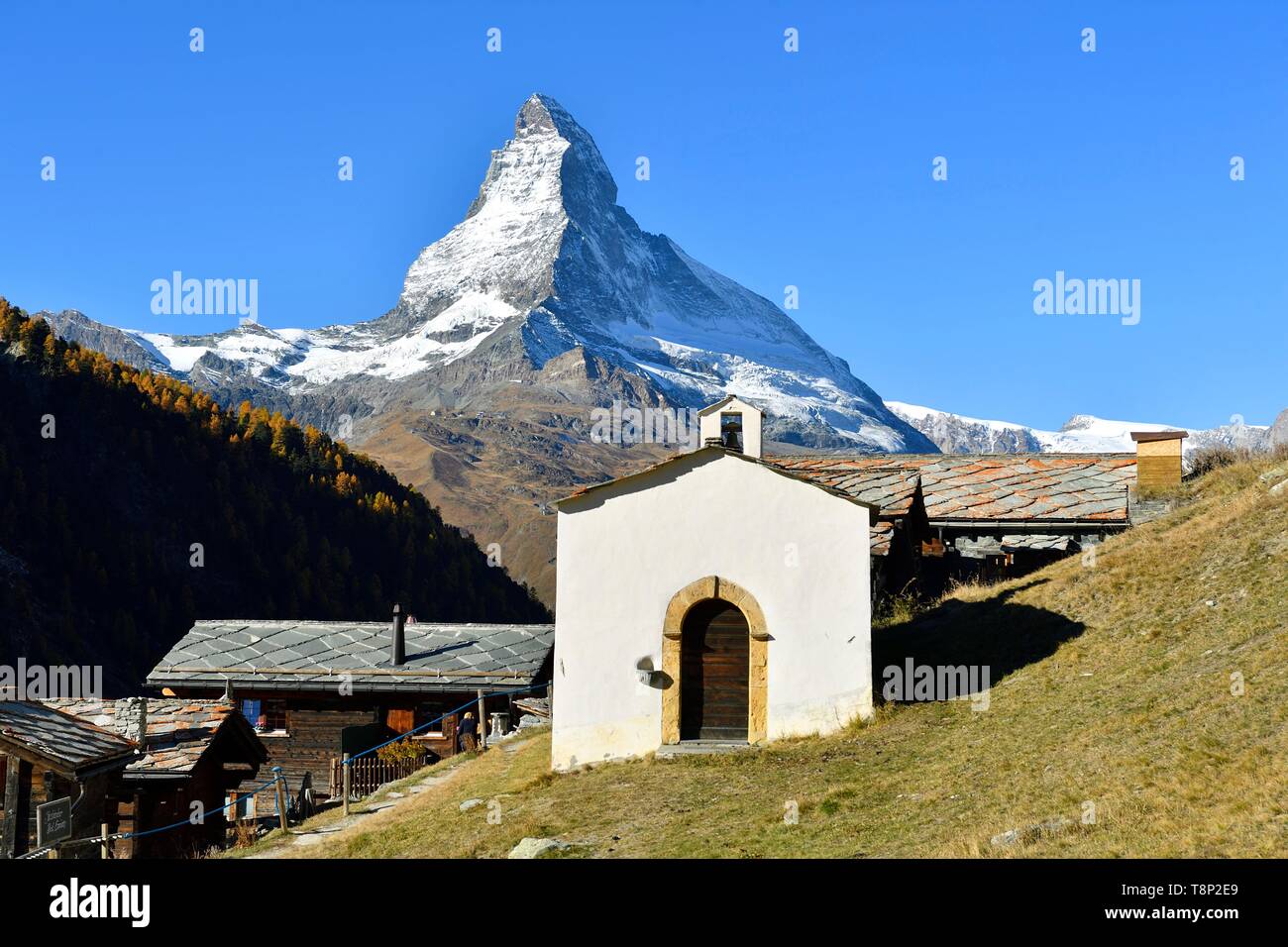 Switzerland, canton of Valais, Zermatt, hamlet Findeln in front of the ...