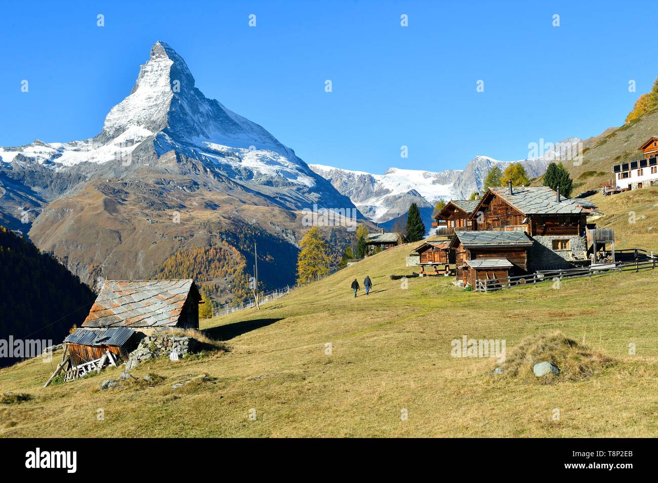 Switzerland, canton of Valais, Zermatt, hamlet Findeln in front of the ...