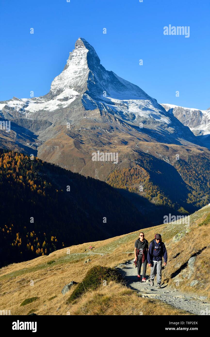 Switzerland, canton of Valais, Zermatt, the Matterhorn (4478m Stock ...