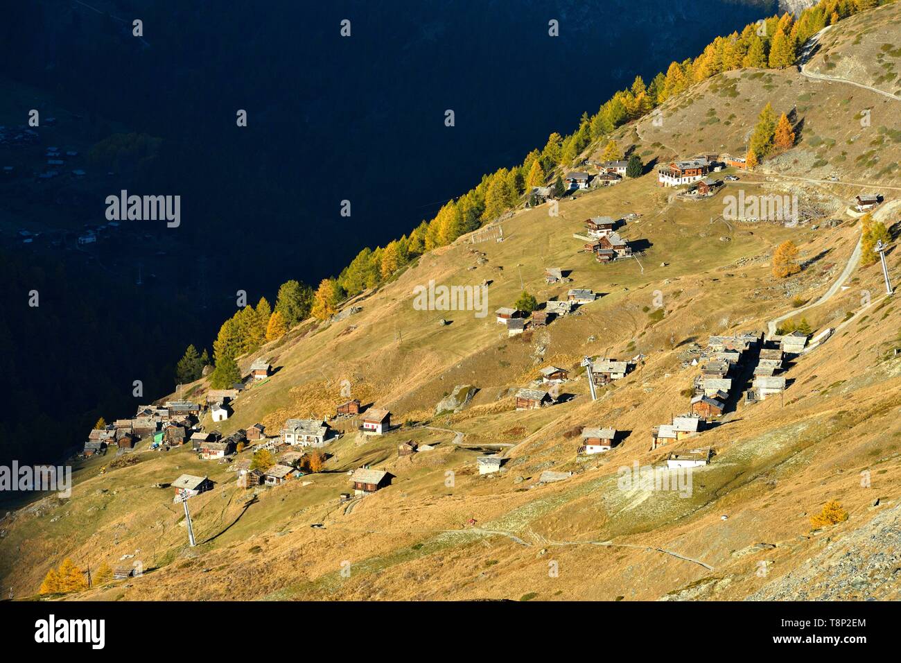 Switzerland, canton of Valais, Zermatt, hamlet Findeln at the foot of ...