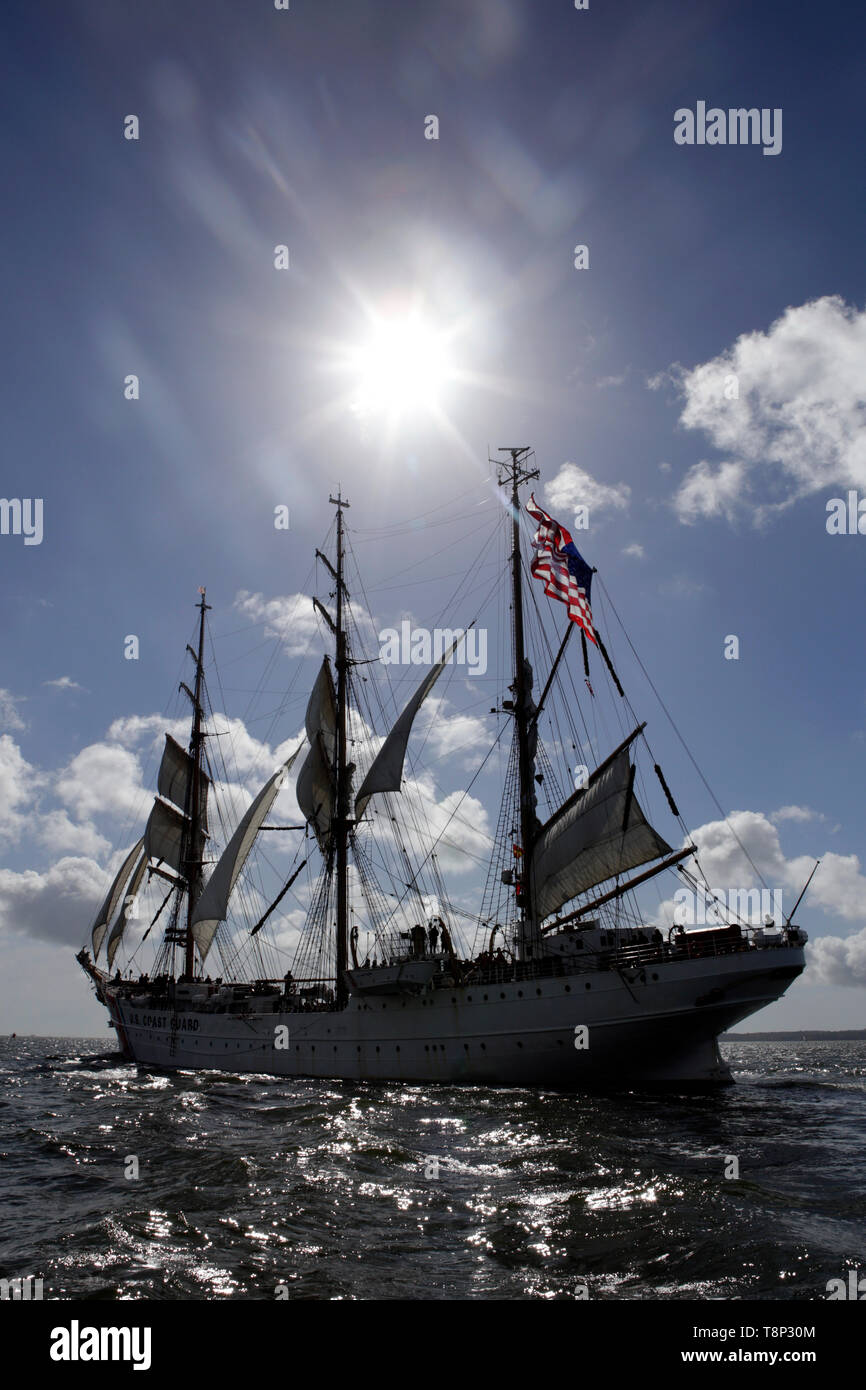 Uscg barque eagle americas tall ship enters the hi-res stock ...