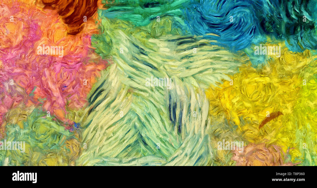 Abstract impressionism painting in Vincent Van Gogh style imitation ...