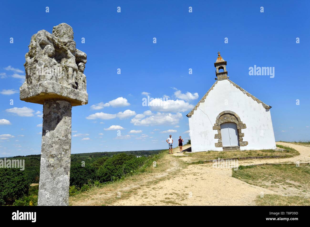 France, Morbihan, Carnac, burial mound (tumulus) and Saint Michel ...