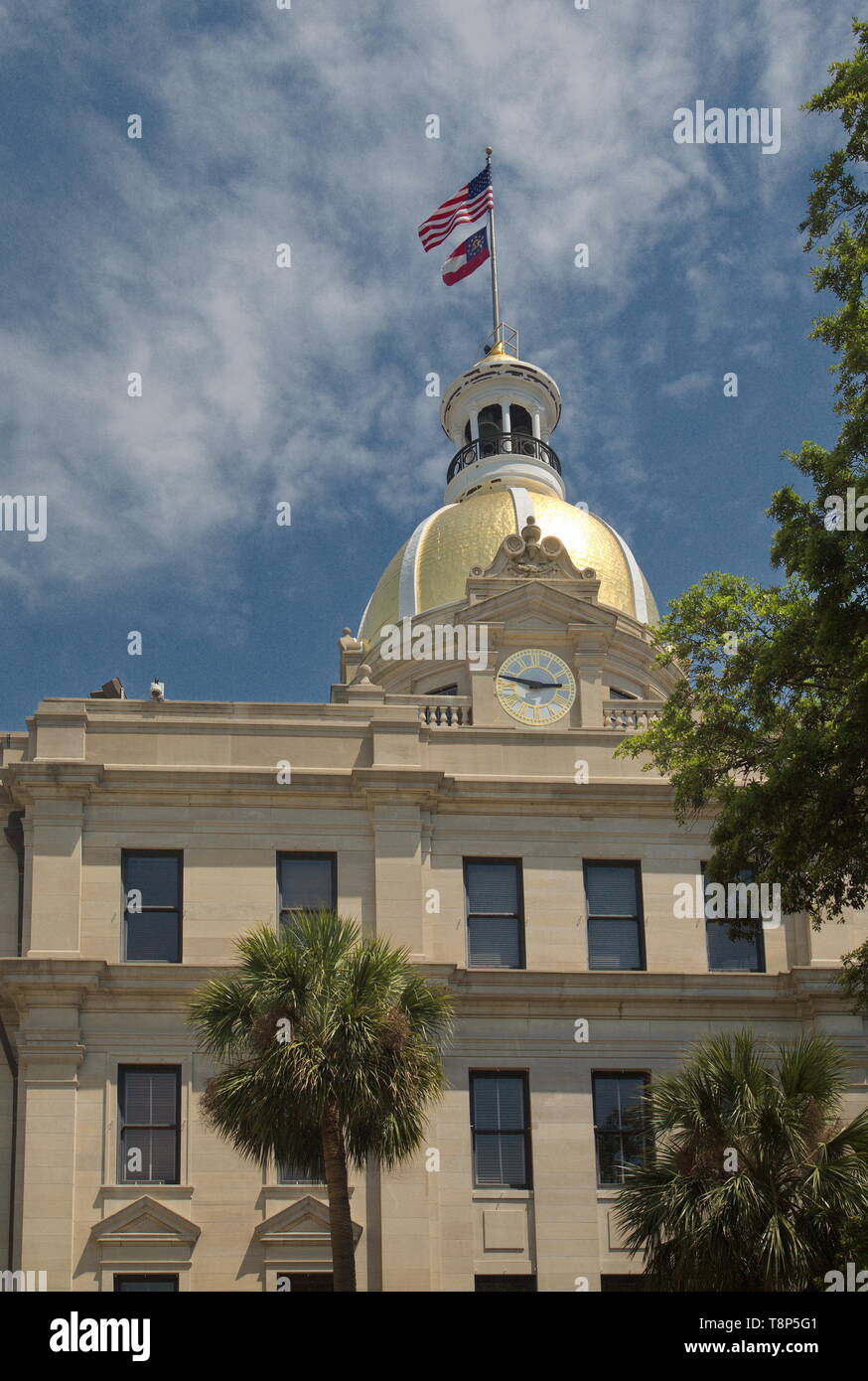 The famous gold domed city hall in Savannah, Georgia Stock Photo - Alamy