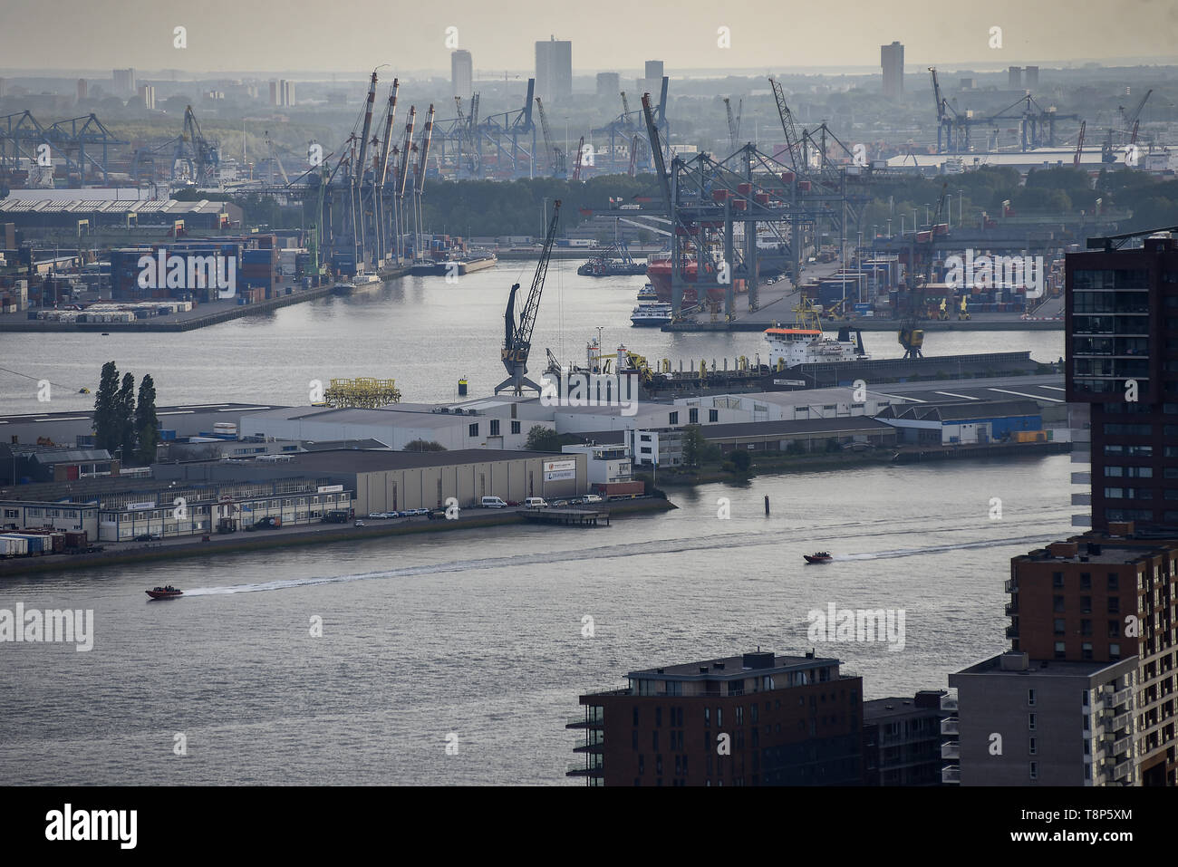 View from the observation tower Euromast in Rotterdam, Netherlands, May ...