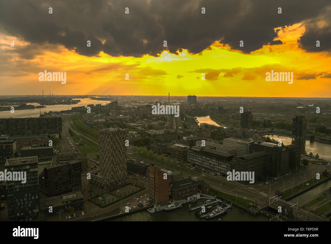 View from the observation tower Euromast in Rotterdam, Netherlands, May ...