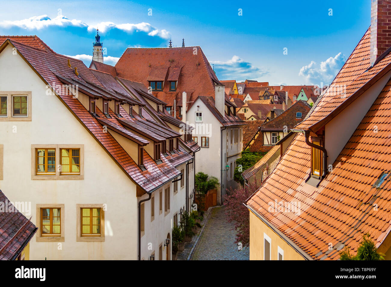 Picturesque rooftop view of a typical lane in the medieval town ...