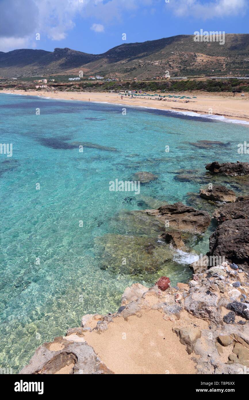 Landscape of Crete island in Greece. Beach of famous Falasarna (also ...