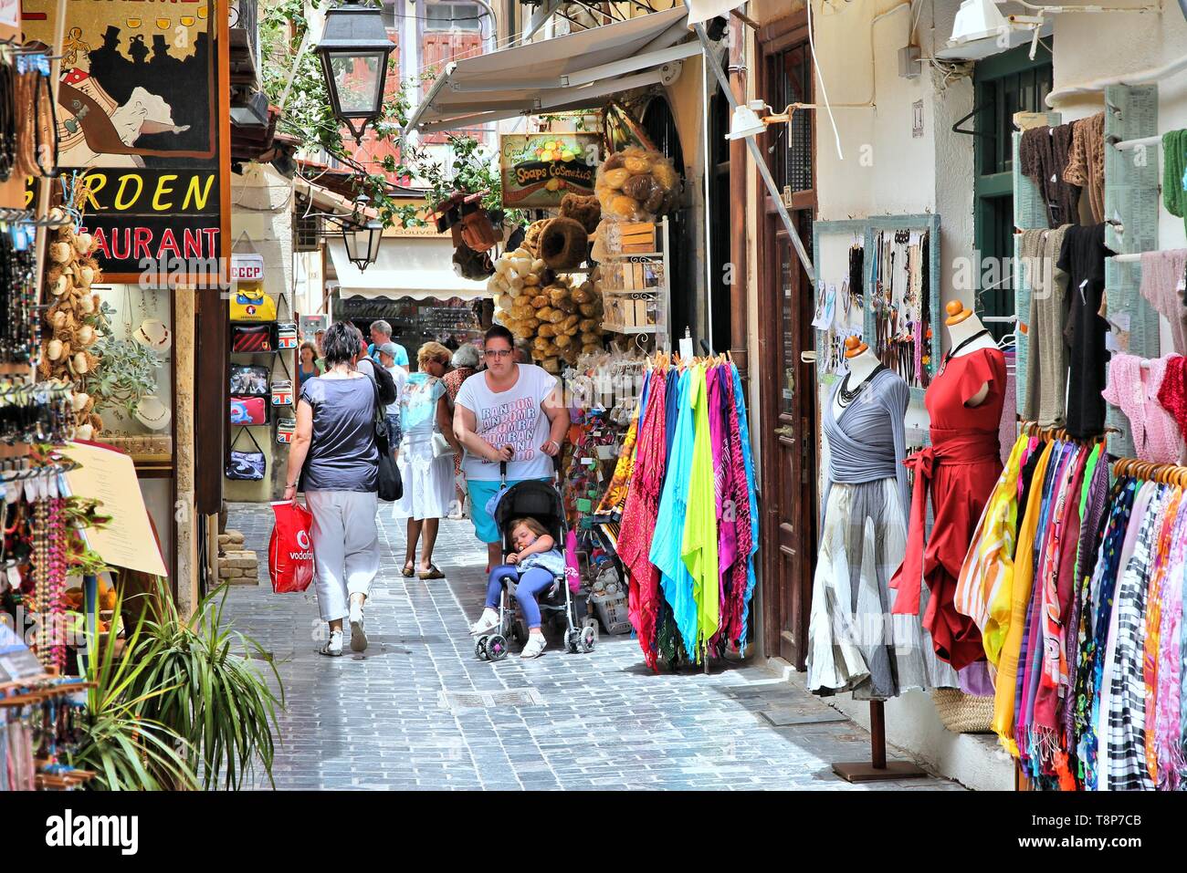 Greece crete rethymnon shopping street hi-res stock photography and ...