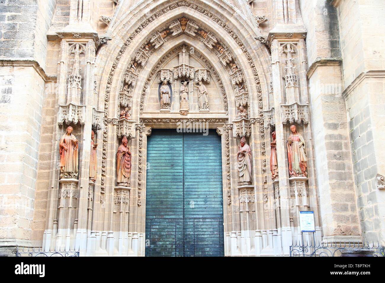 Seville, Spain - cathedral church, UNESCO World Heritage Site. Door ...