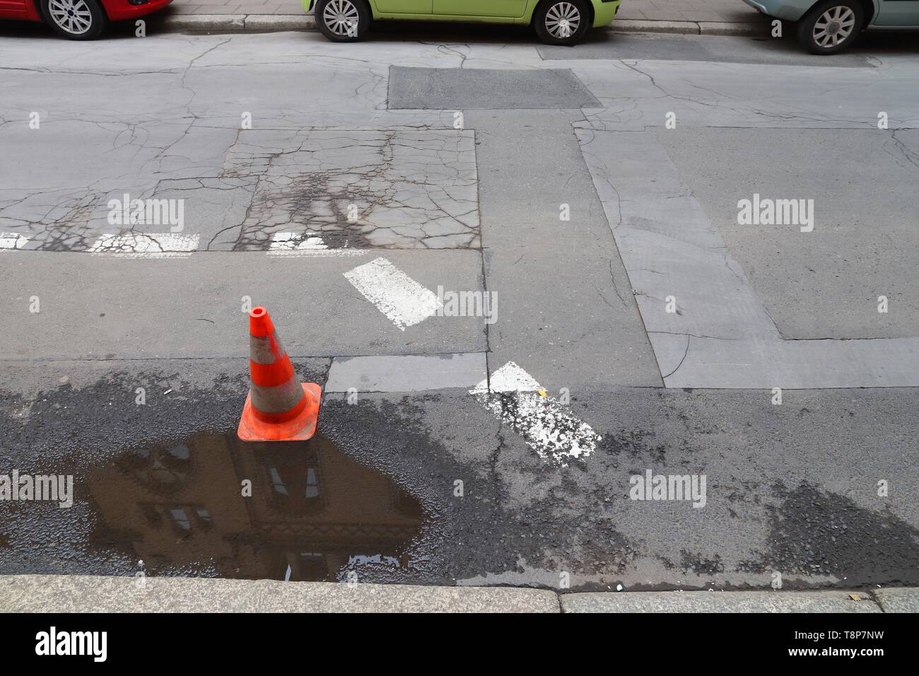 Bad condition street. Street surface damage - transportation ...