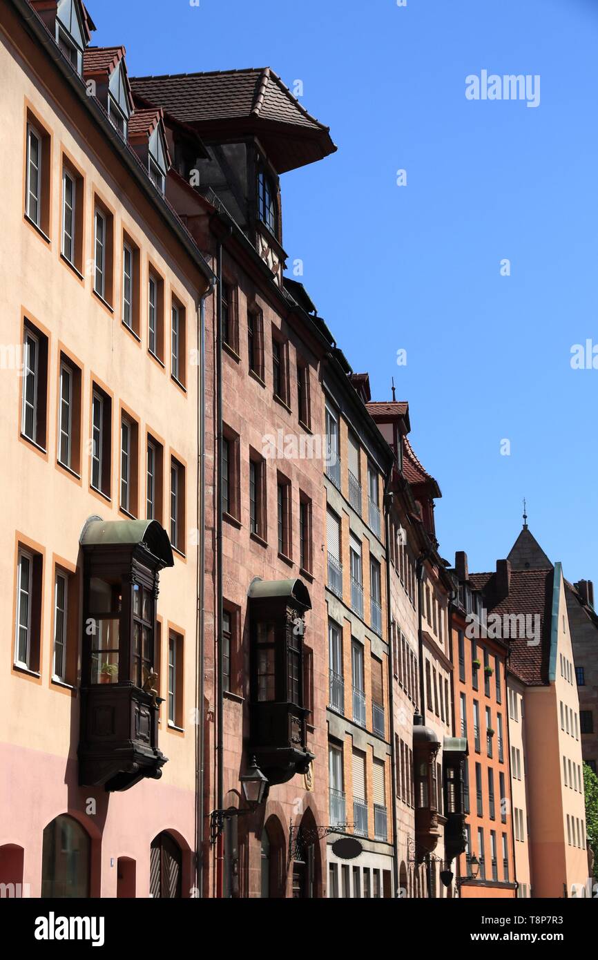 Nuremberg, Germany. Residential street view with traditional timber ...